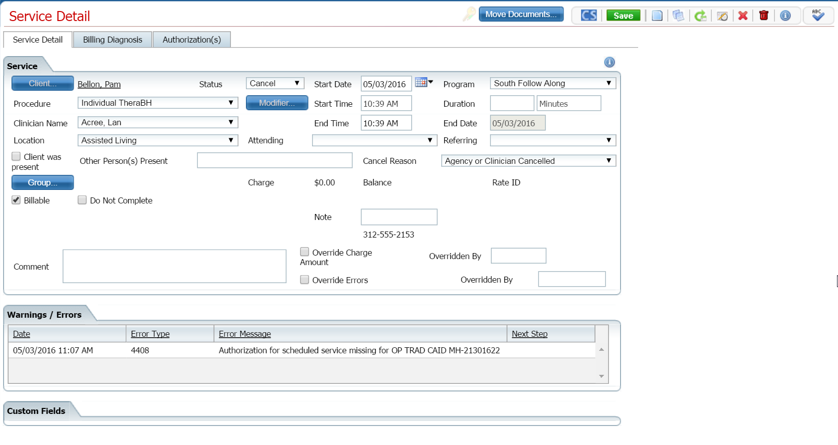 Display the Service Detail Page