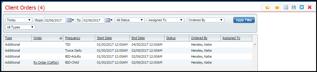 Display a Client's Order