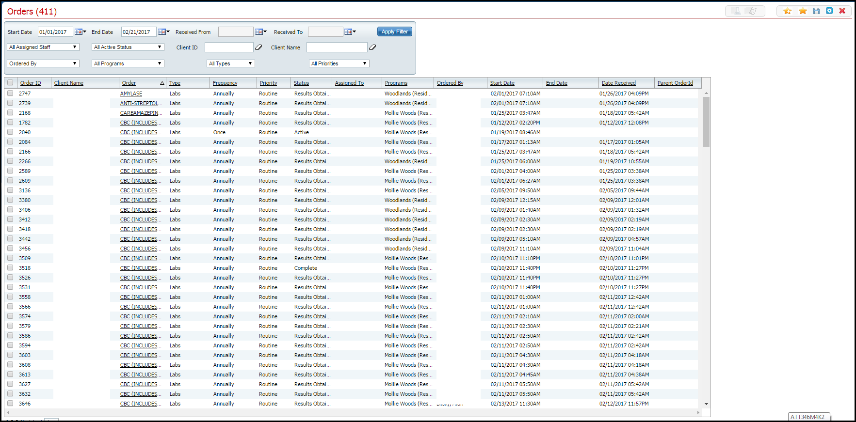 View the Client Order Details Page