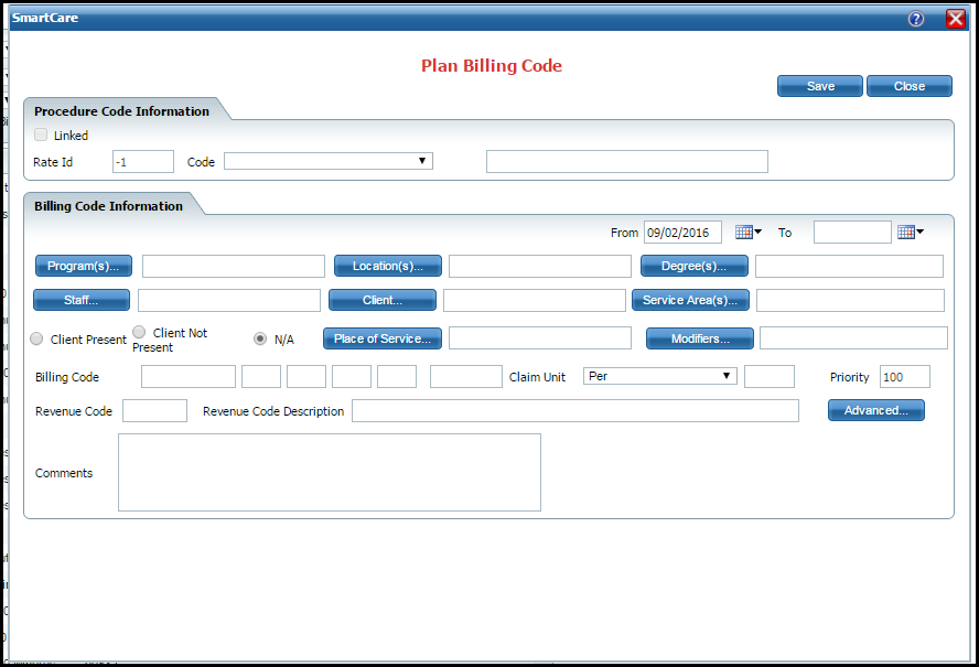 Add a Billing Code for a Plan