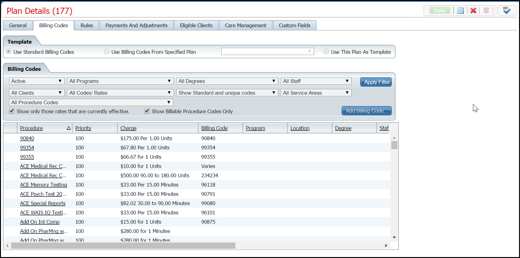 Add a Billing Code for a Plan